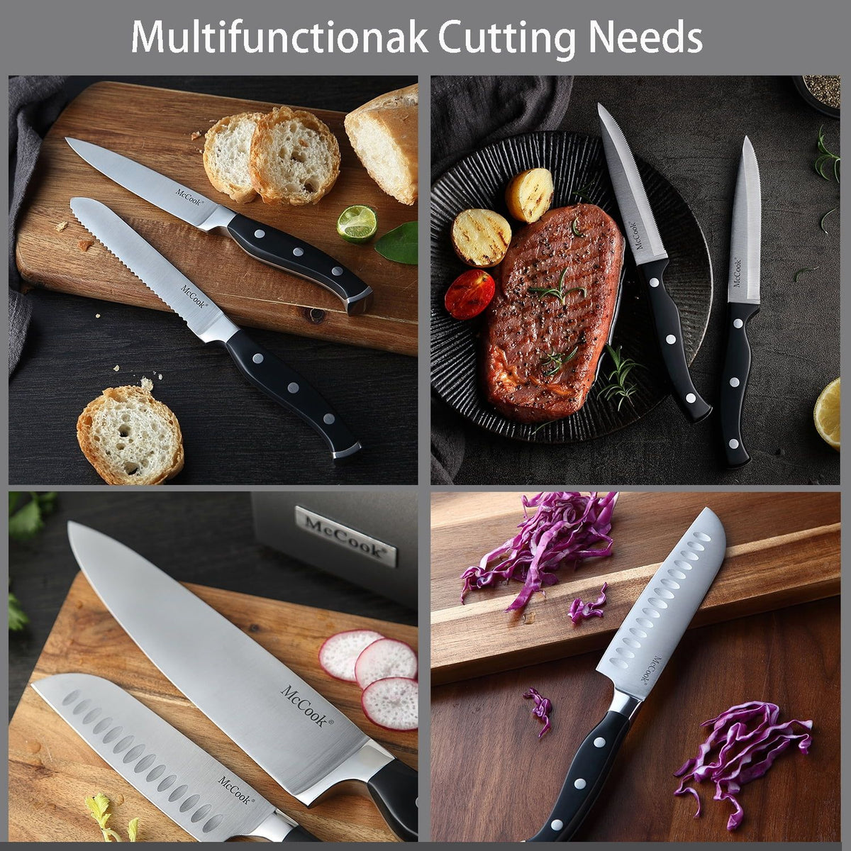 McCook MC25A Knife Sets,15 Pieces German Stainless Steel Kitchen Knife ...