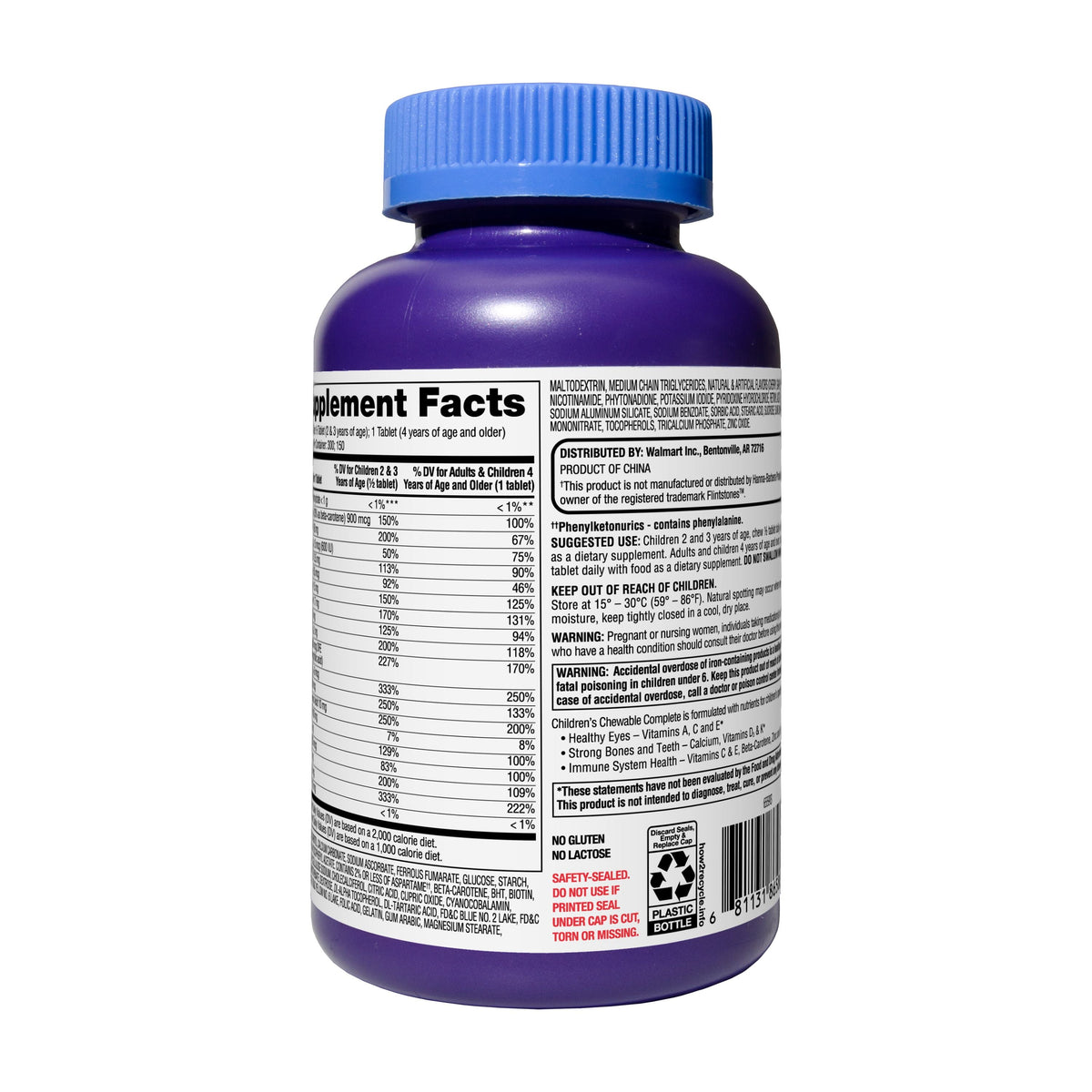 Equate Children's Chewable Complete Multivitamin Tablets; 150 Count ...
